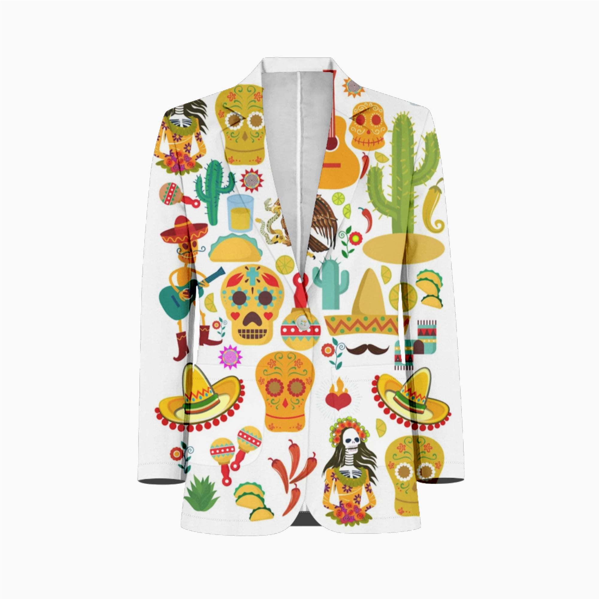 Fiesta Time! Mexican Icons Mens Suits Shawl Collar Slim Fit Suit Mens ...