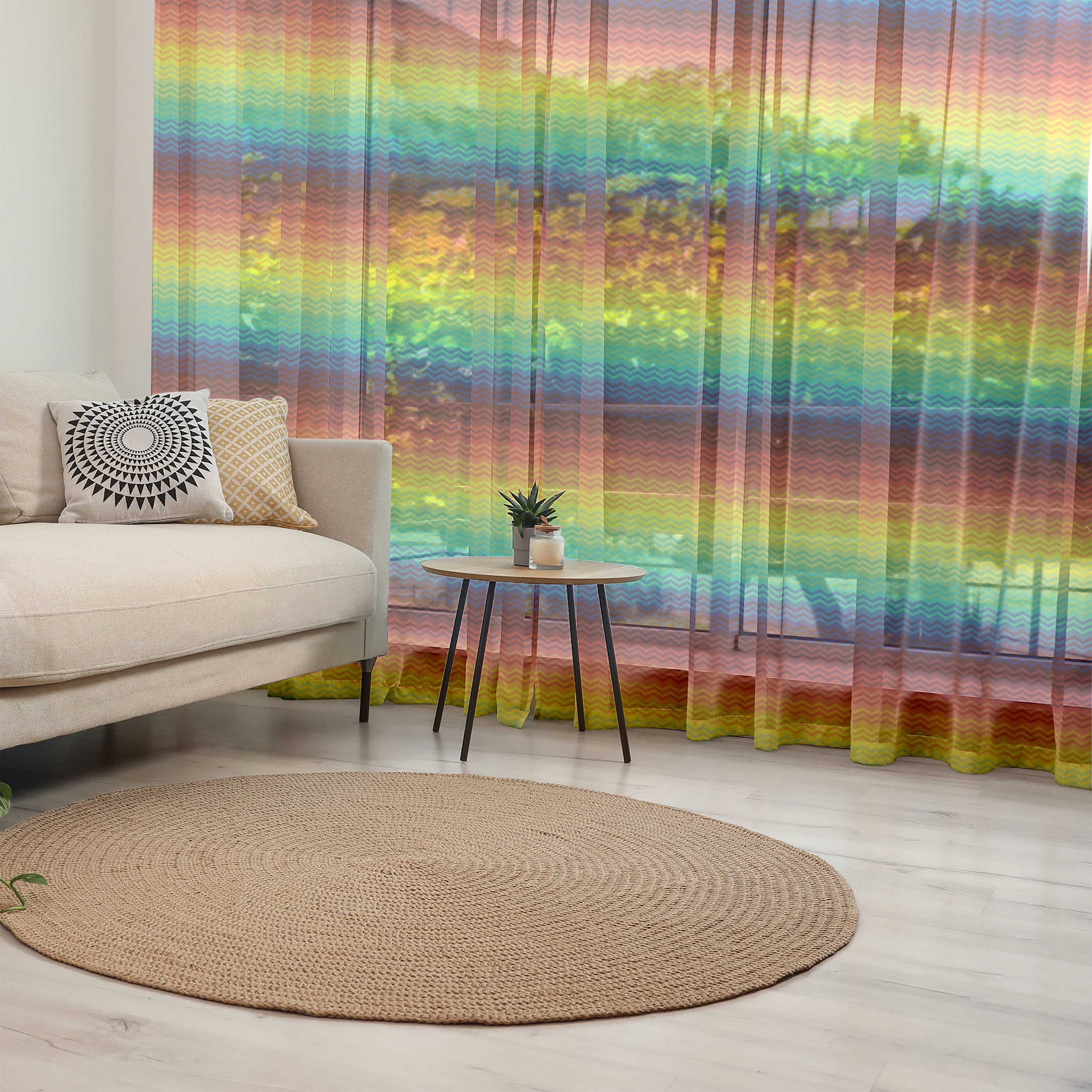 Fiesta Tulle Curtains with Rod Pocket, Mexican Inspired Colorful ...