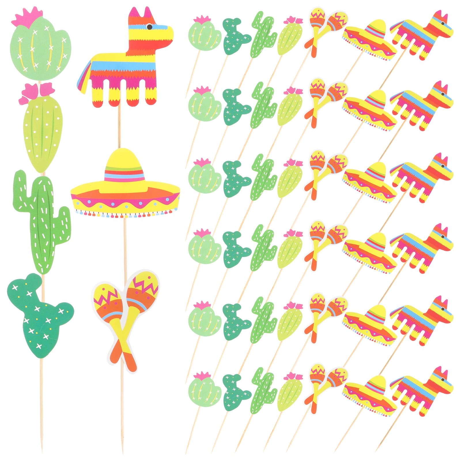 Fiesta cupcake toppers 24 Sets Cupcake Topper Mexican Theme Cake ...