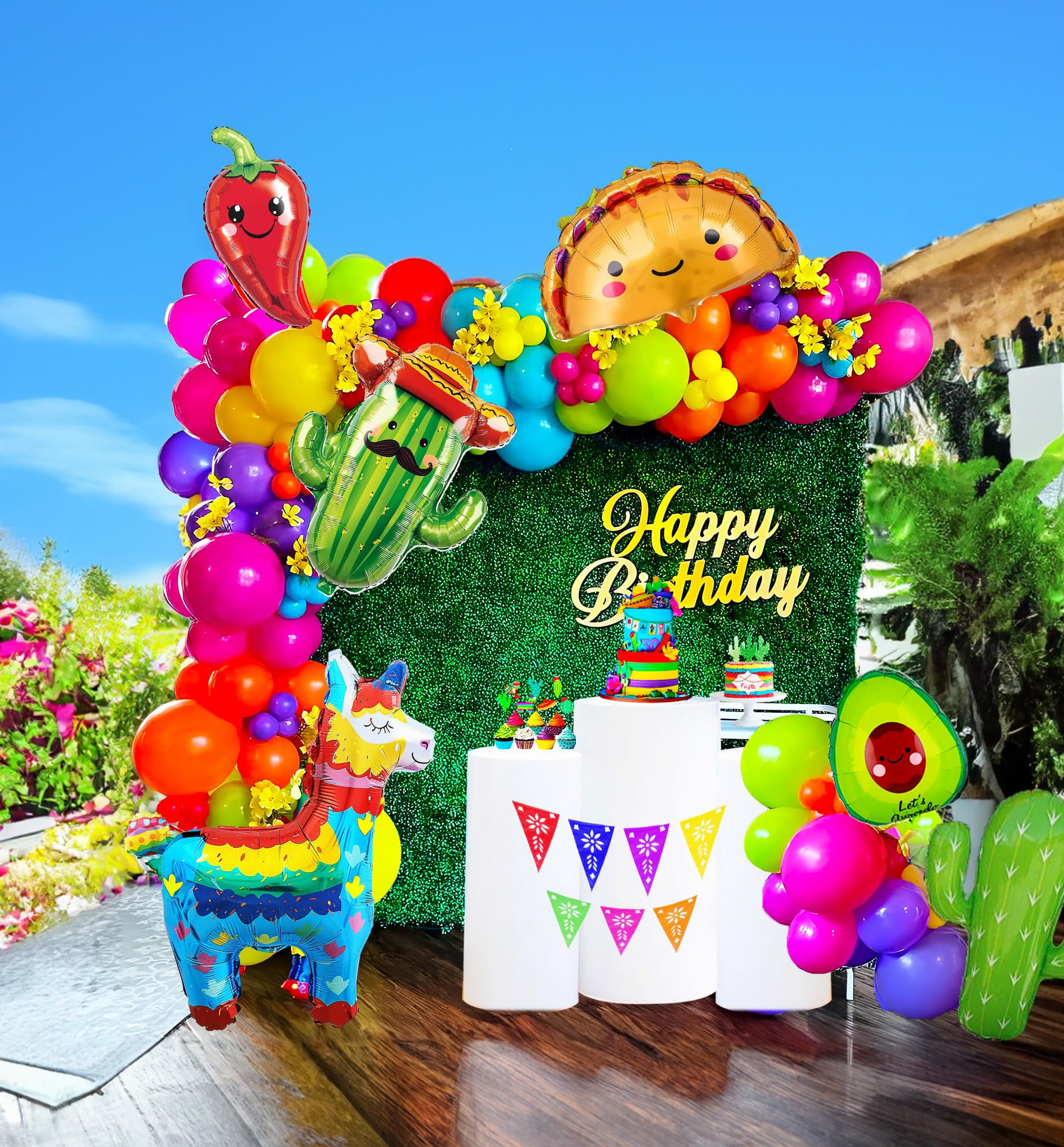 Fiesta themed balloon garland STF9 kit 150pcs Mexican Fiesta ...