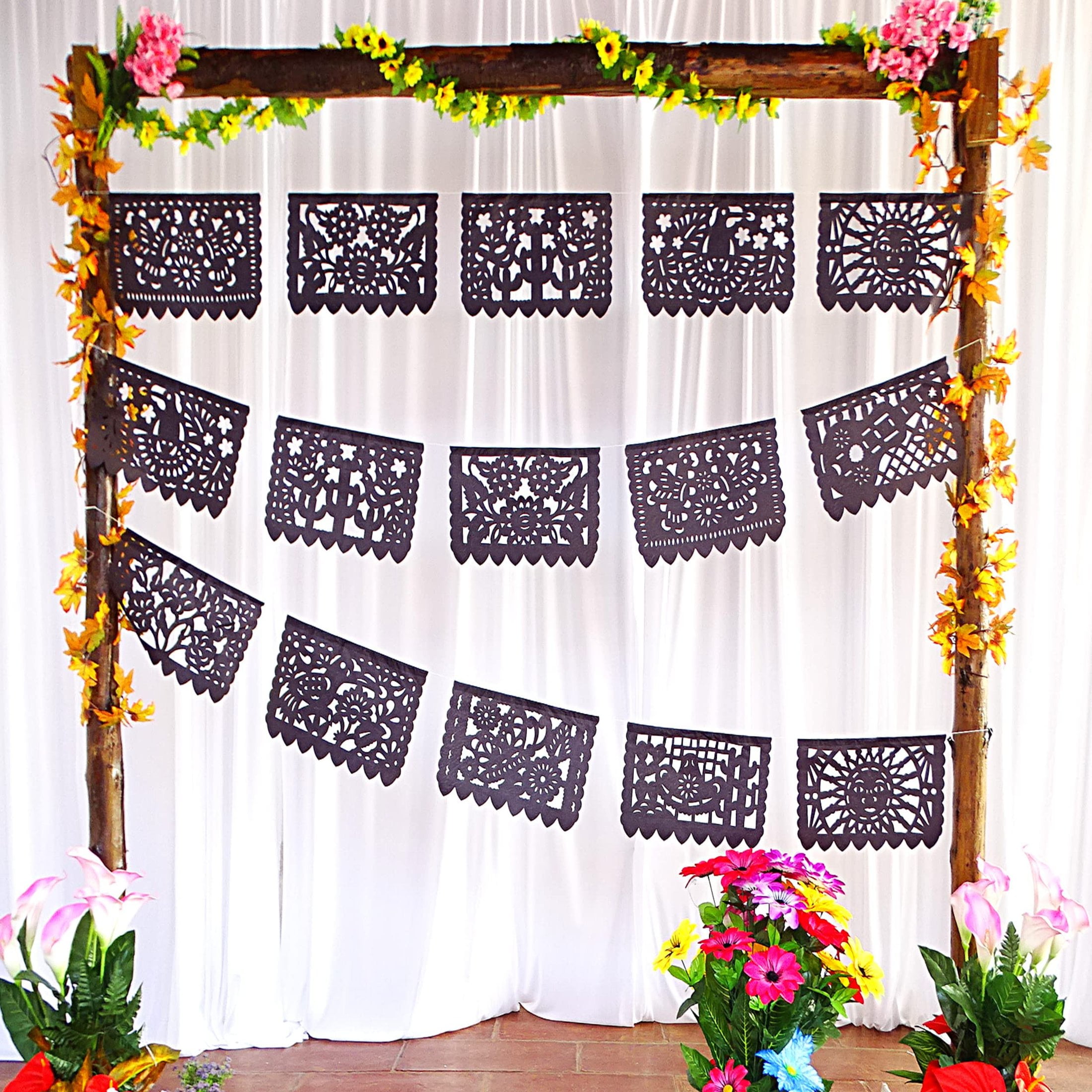 FiestaFusion Party Pack - Black Papel Picado Banners, Mexican Bunting ...