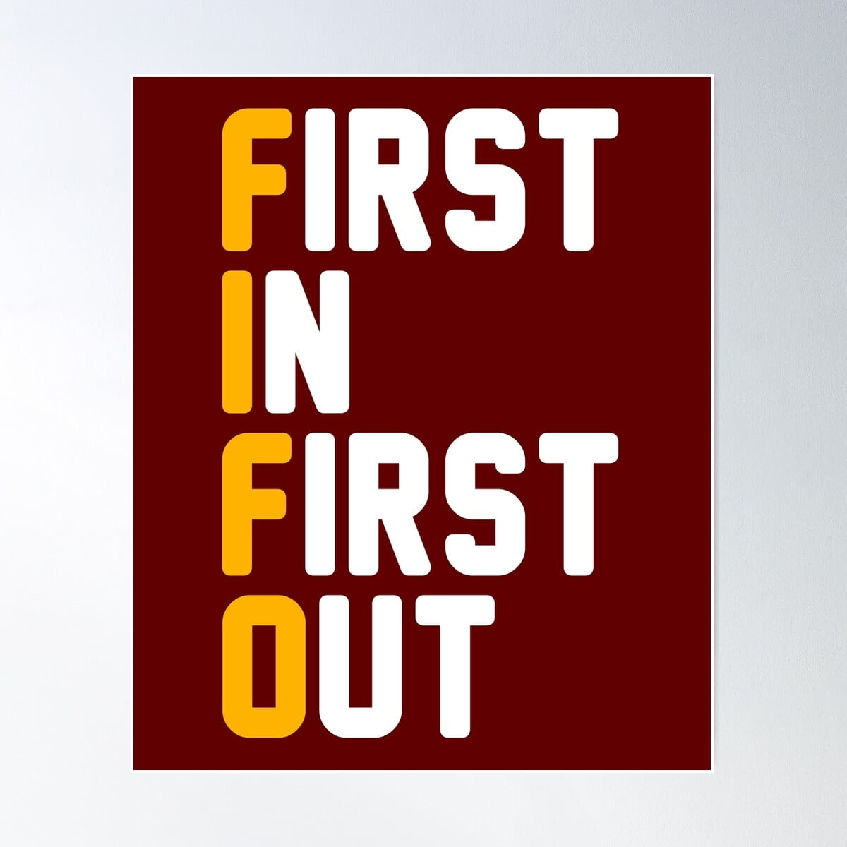 Fifo (Inventory Accounting): First In First Out Poster Wall Art, Modern ...