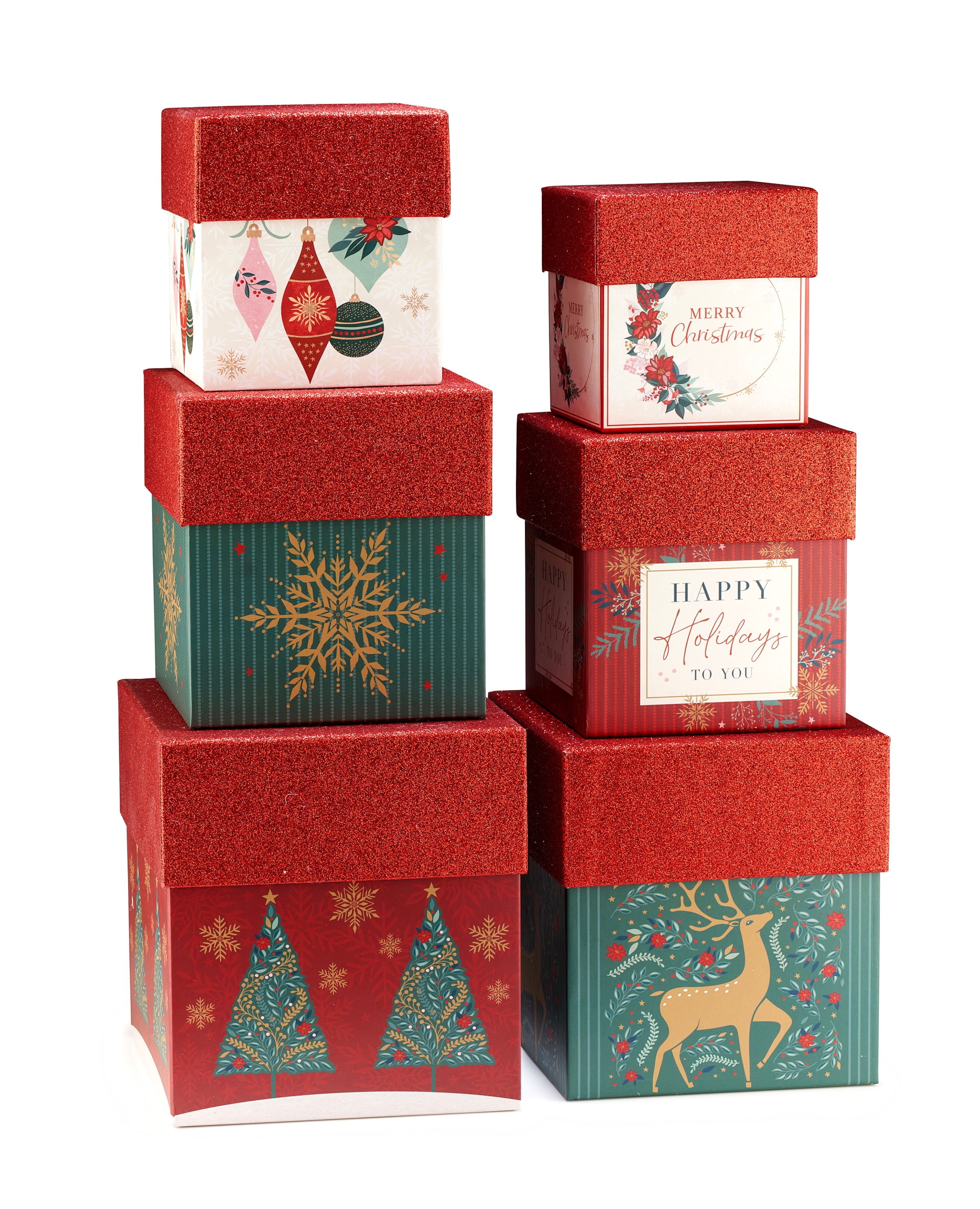 Fifth Ave Kraft Christmas Nesting Gift Boxes, Set of 6 Gift Boxes with ...