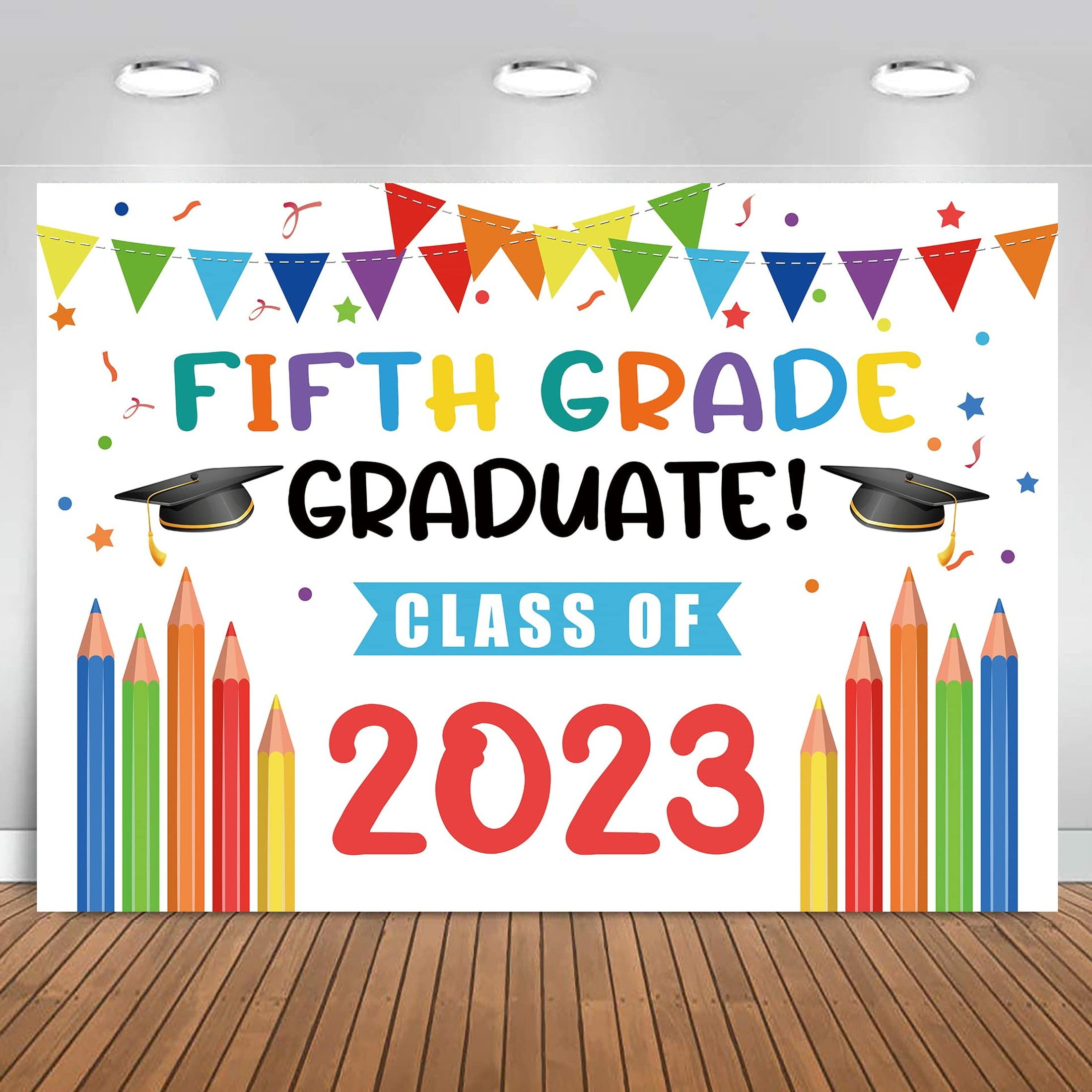 Fifth Grade Graduation Celebration Backdrop, 45.3 x 70.8 Photo Booth ...