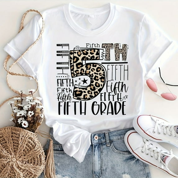 Fifth Grade Typographhirt, 5th Grade Leopard , First Day Of School ...