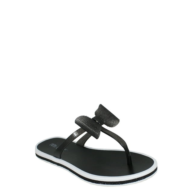 Fifth & Luxe Women’s Glitter Jelly Flat Flip Flop Sandals with Bow ...