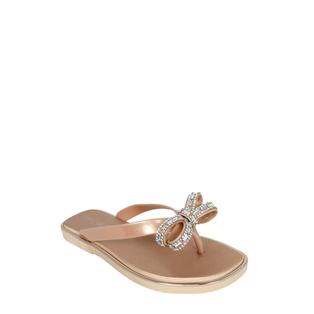 Fifth & Luxe Women's Rhinestone Bow Flat Thong Sandals, Sizes 5/6-11 ...