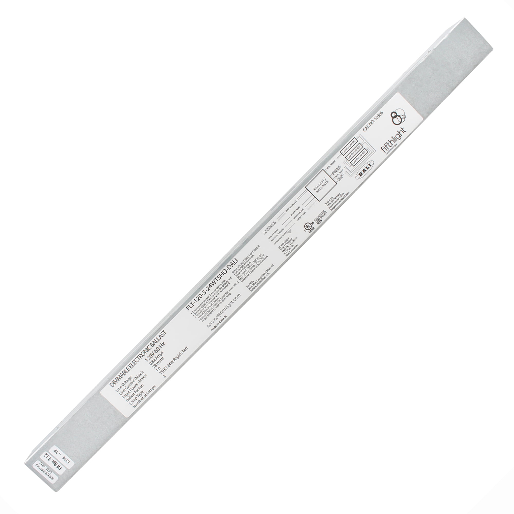 FifthLight FLT-120-3-24WT5HO-DALI Fluorescent DALI Dimming Ballast, 3 ...