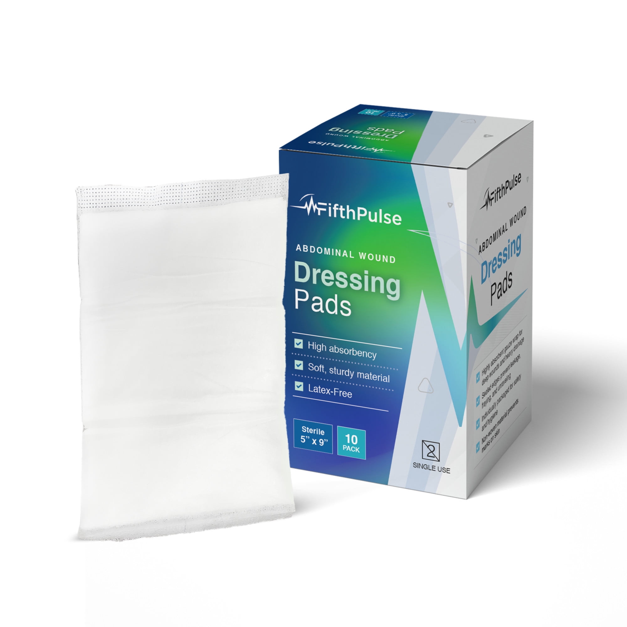 FifthPulse Sterile Abdominal Wound Dressing Pads, Individually Wrapped ...