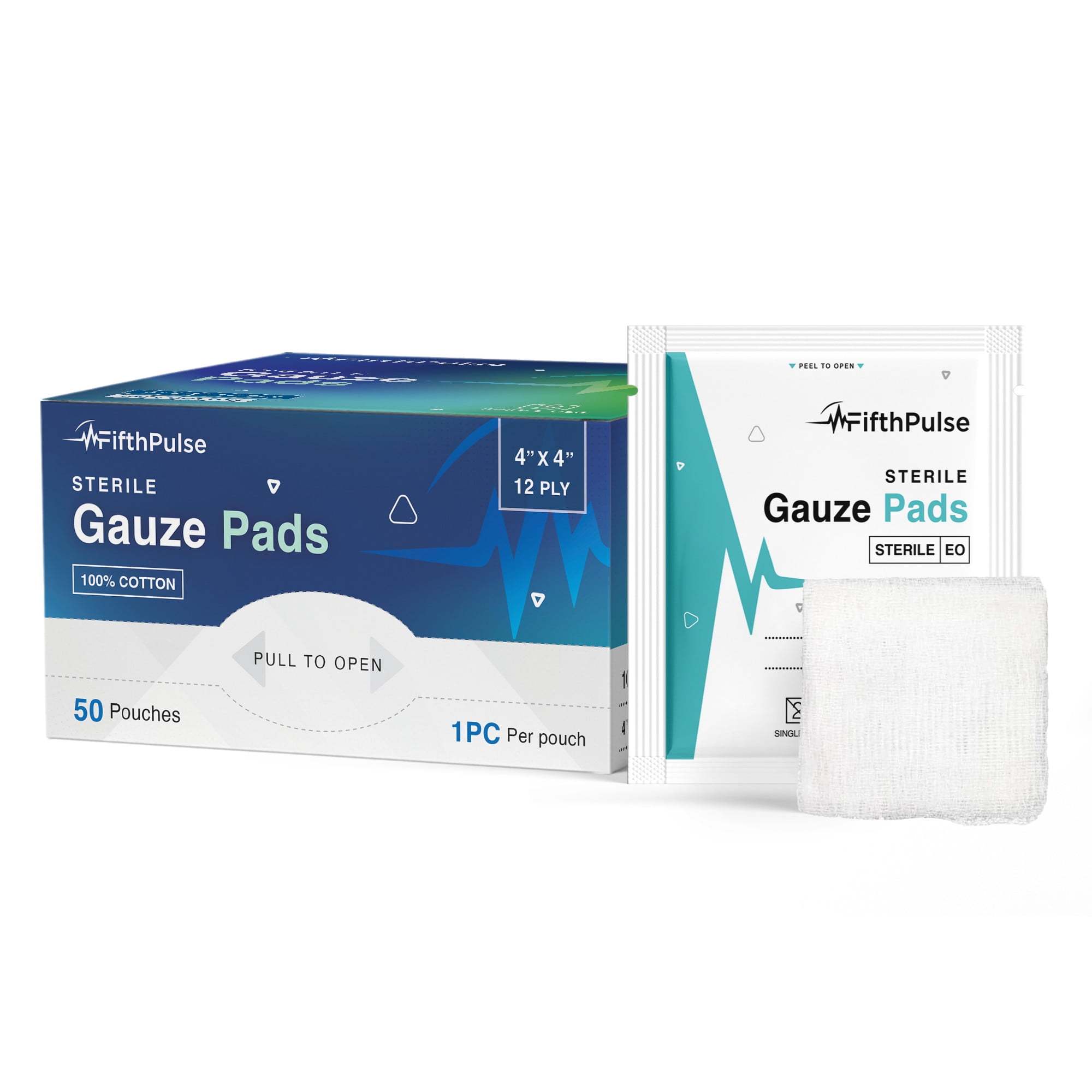 FifthPulse Sterile Gauze Pads 4" x 4" Individually Packed Pouches, 100% ...