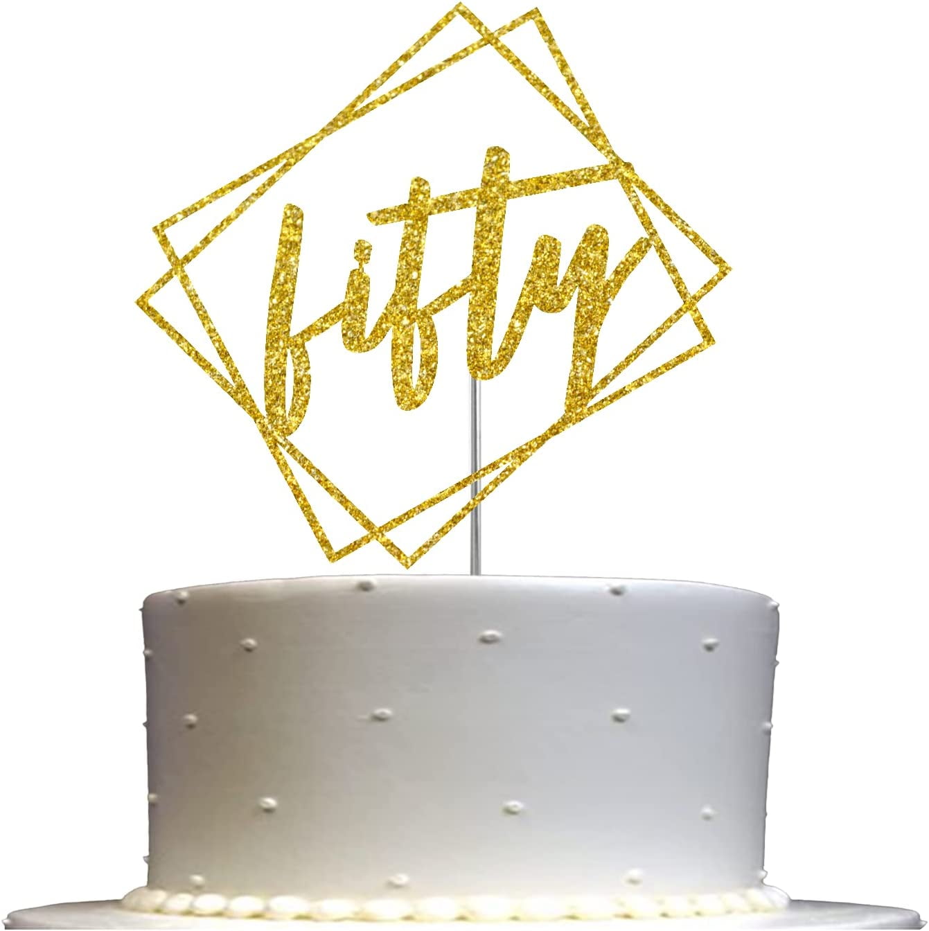 Fifty Cake Topper Gold Glitter, Modern Design 50 Birthday, Days, Months ...