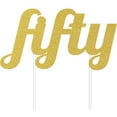 Fifty Gold Glitter Cake Topper - 6 1/4in. x 5 1/2in. (324538) - Walmart.com