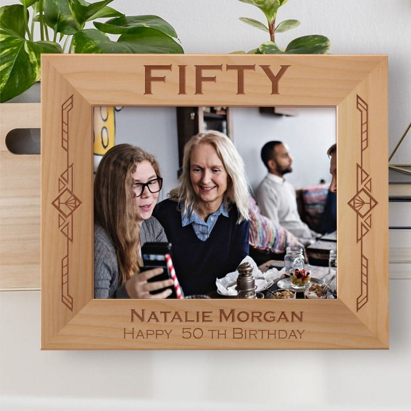 Fifty Happy 50th Birthday Personalized Wooden Frame-10" x 8" Brown ...