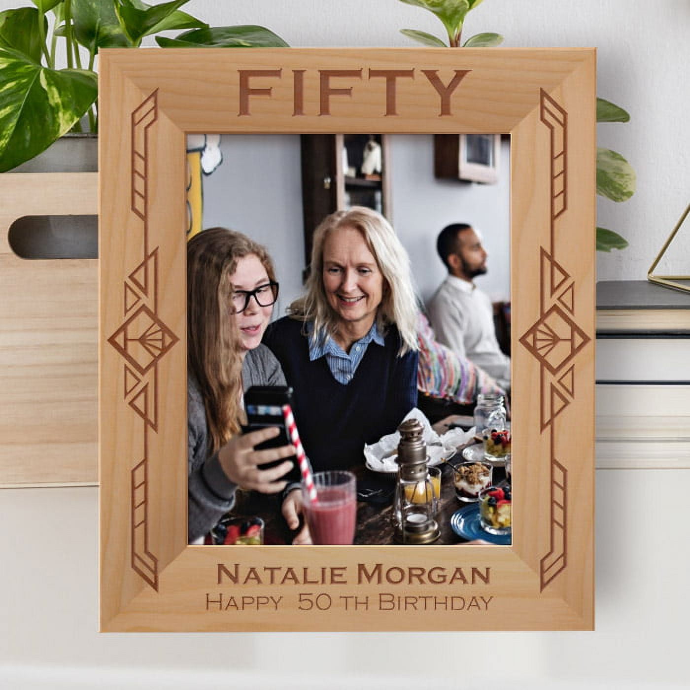 Fifty Happy 50th Birthday Personalized Wooden Frame 8" x 10" Brown ...
