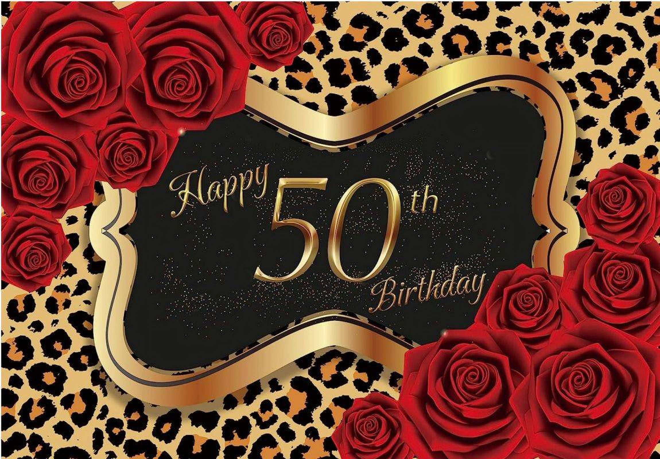 Fifty and Fabulous Backdrop Gold Floral 50th Birthday Party Photo ...