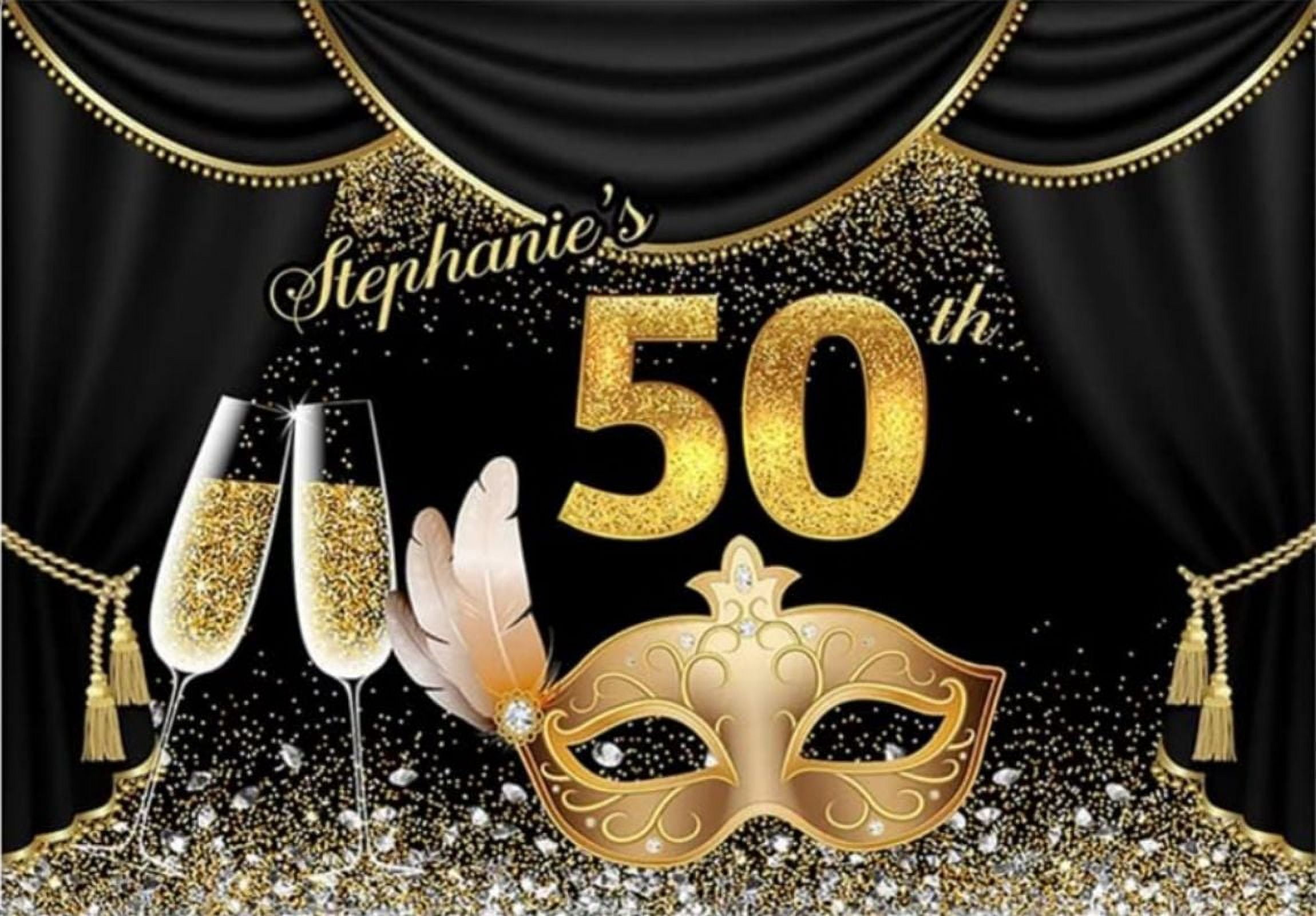 Fifty and Fabulous Backdrop Gold Floral 50th Birthday Party Photo ...