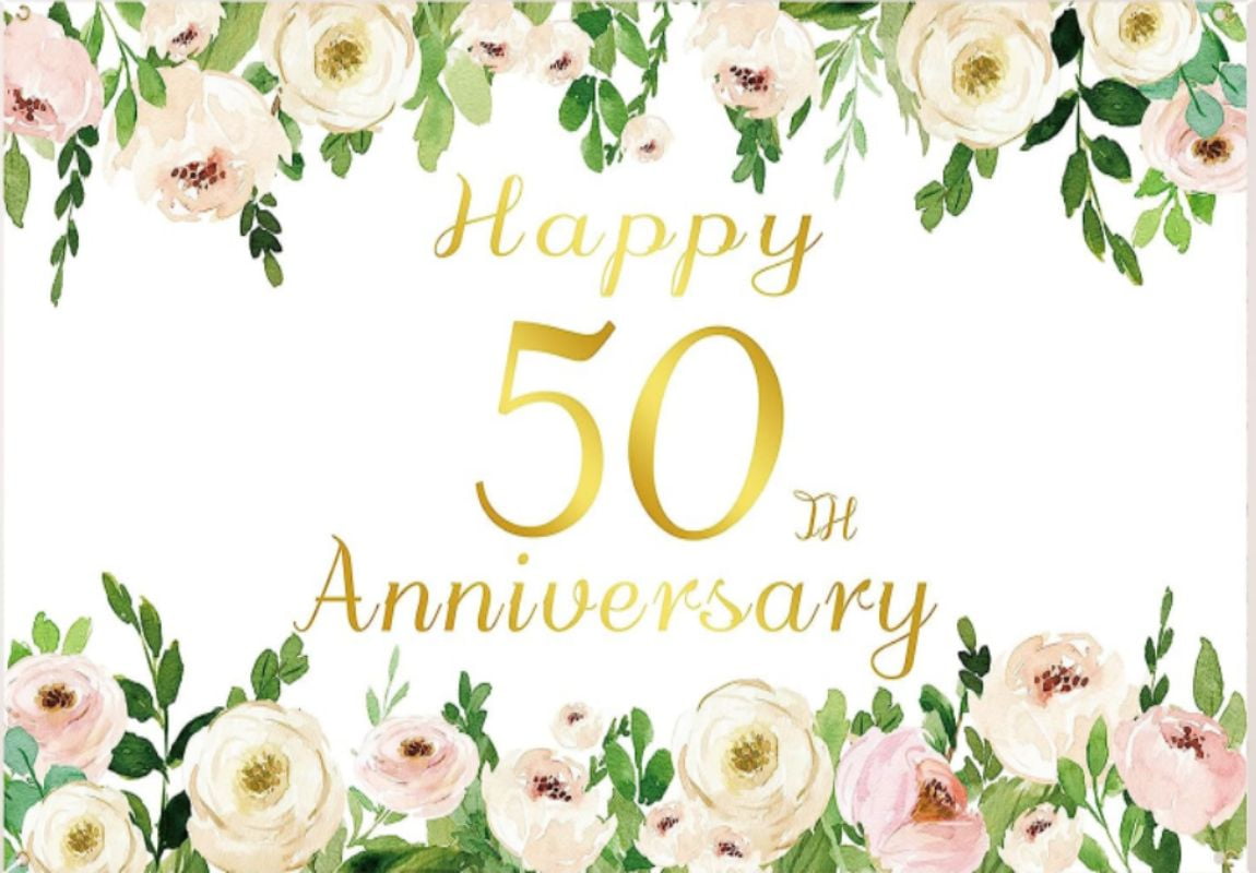 Fifty and Fabulous Backdrop Gold Floral 50th Birthday Party Photo ...