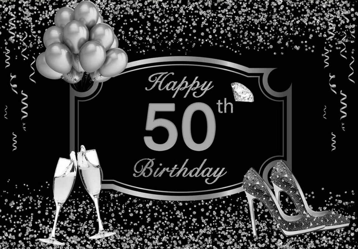 Fifty and Fabulous Backdrop Gold Floral 50th Birthday Party Photo ...