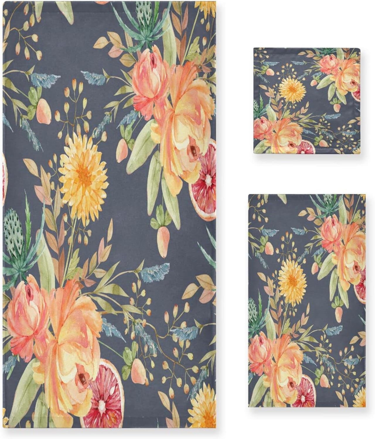 Fig Daisy Towel Set of 3, Ultra Soft and Absorbent Bath Towels for ...