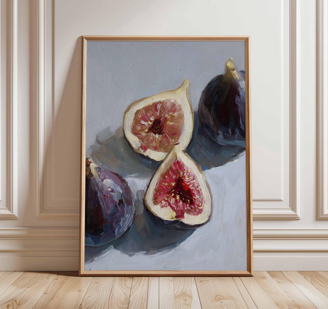 Fig Still Life Rustic Kitchen Decor Fruit Mediterranean Dining Room ...