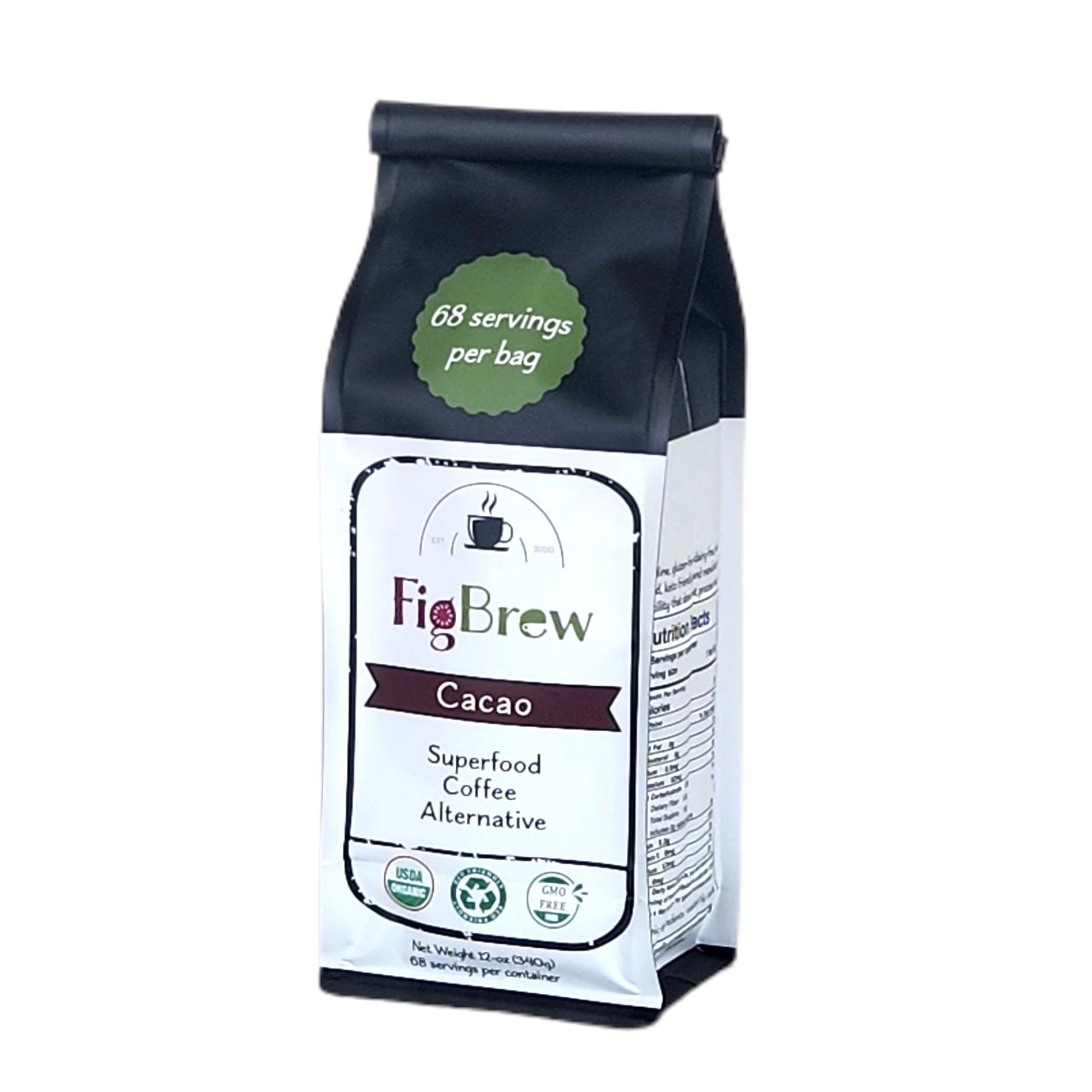 FigBrew Organic Roasted Cacao and Fig Coffee Alternative - Low Acid ...