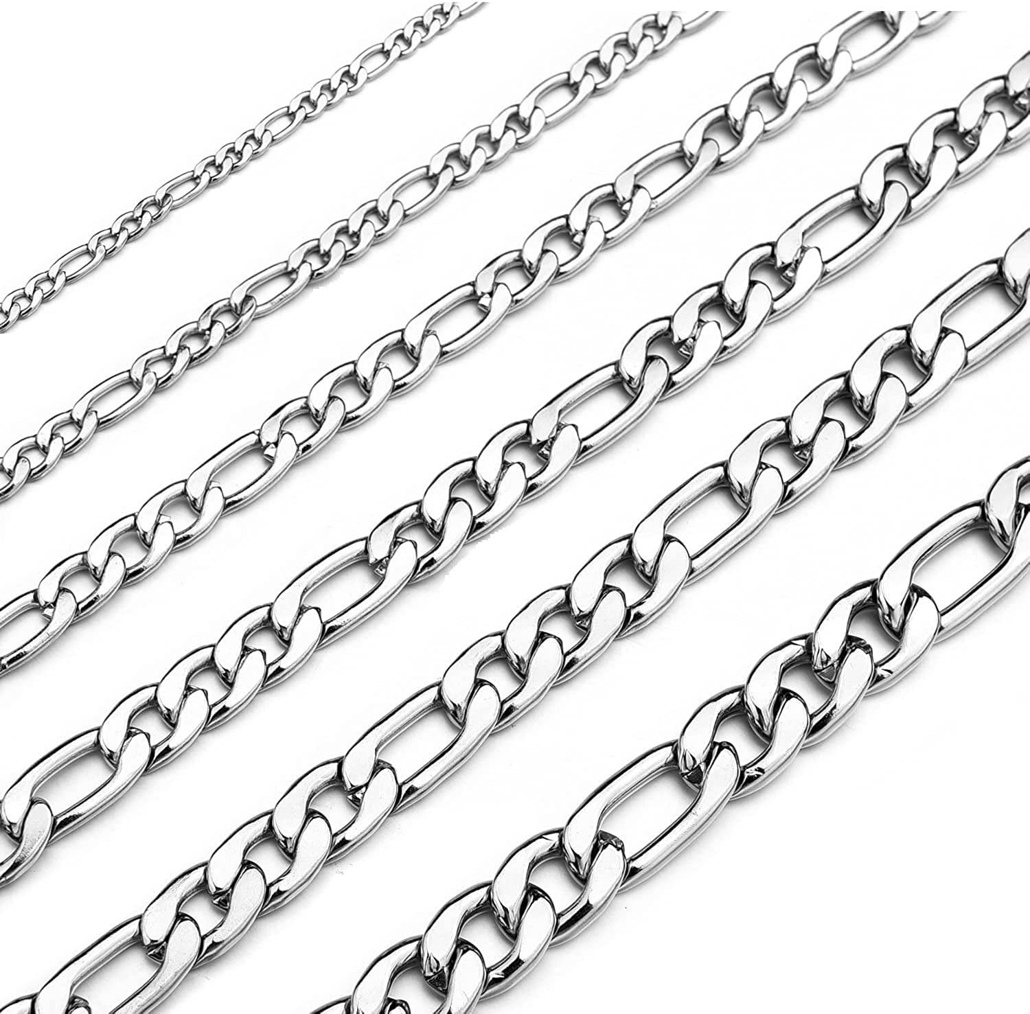 Figaro Chain Necklace Stainless Steel Real Gold Plated Chains for Men ...