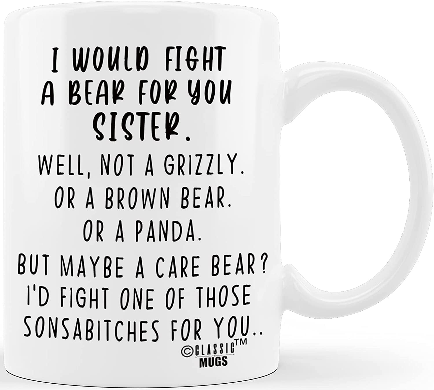 Fight Bear For Sister Funny Gift - Presents for Sisters, Step Sis ...