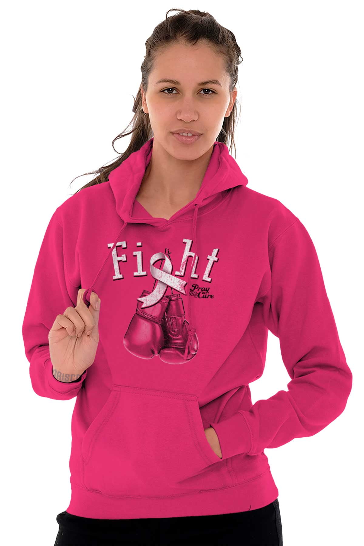 Fight Boxing Breast Cancer Warrior Women Plus Size Hoodie Brisco Brands ...
