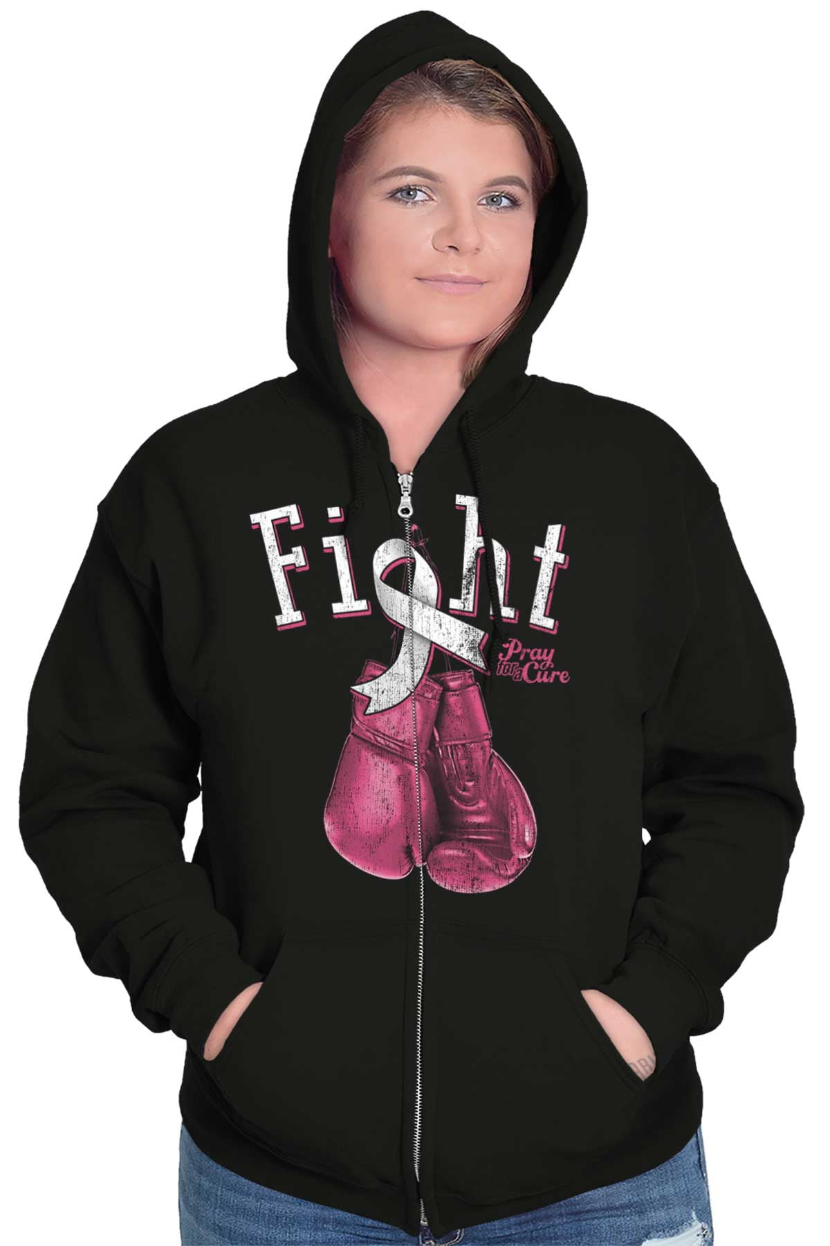 Fight Boxing Breast Cancer Warrior Zip Hoodie Sweatshirt Women Brisco ...
