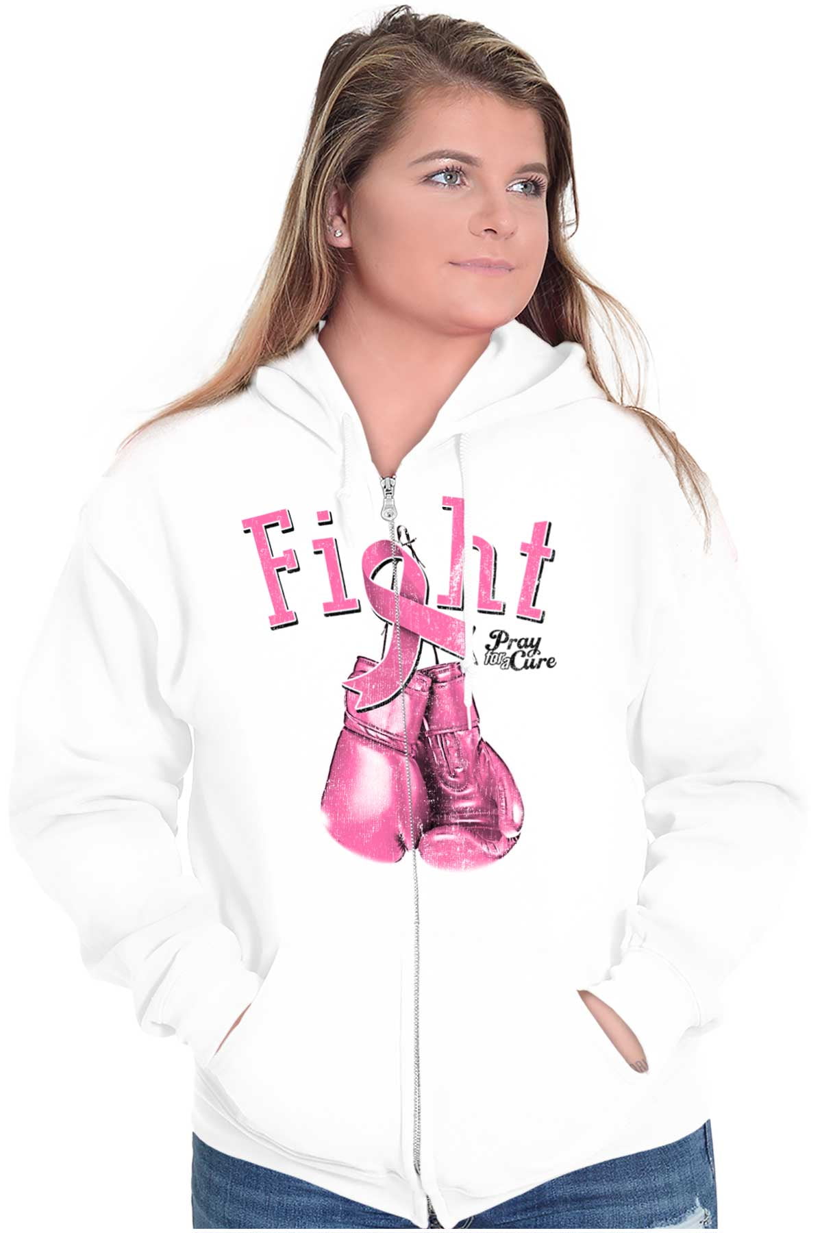 Fight Boxing Breast Cancer Warrior Zip Hoodie Sweatshirt Women Brisco ...