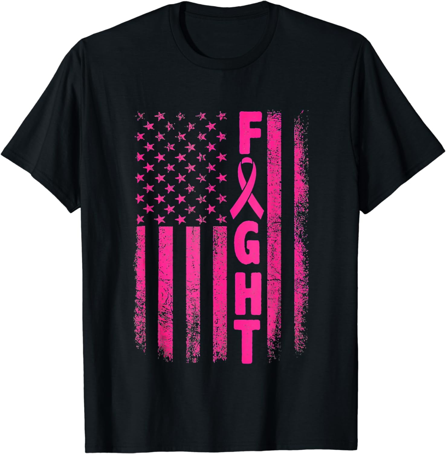 Fight Breast Survivor American Flag Breast Cancer Awareness T-Shirt ...