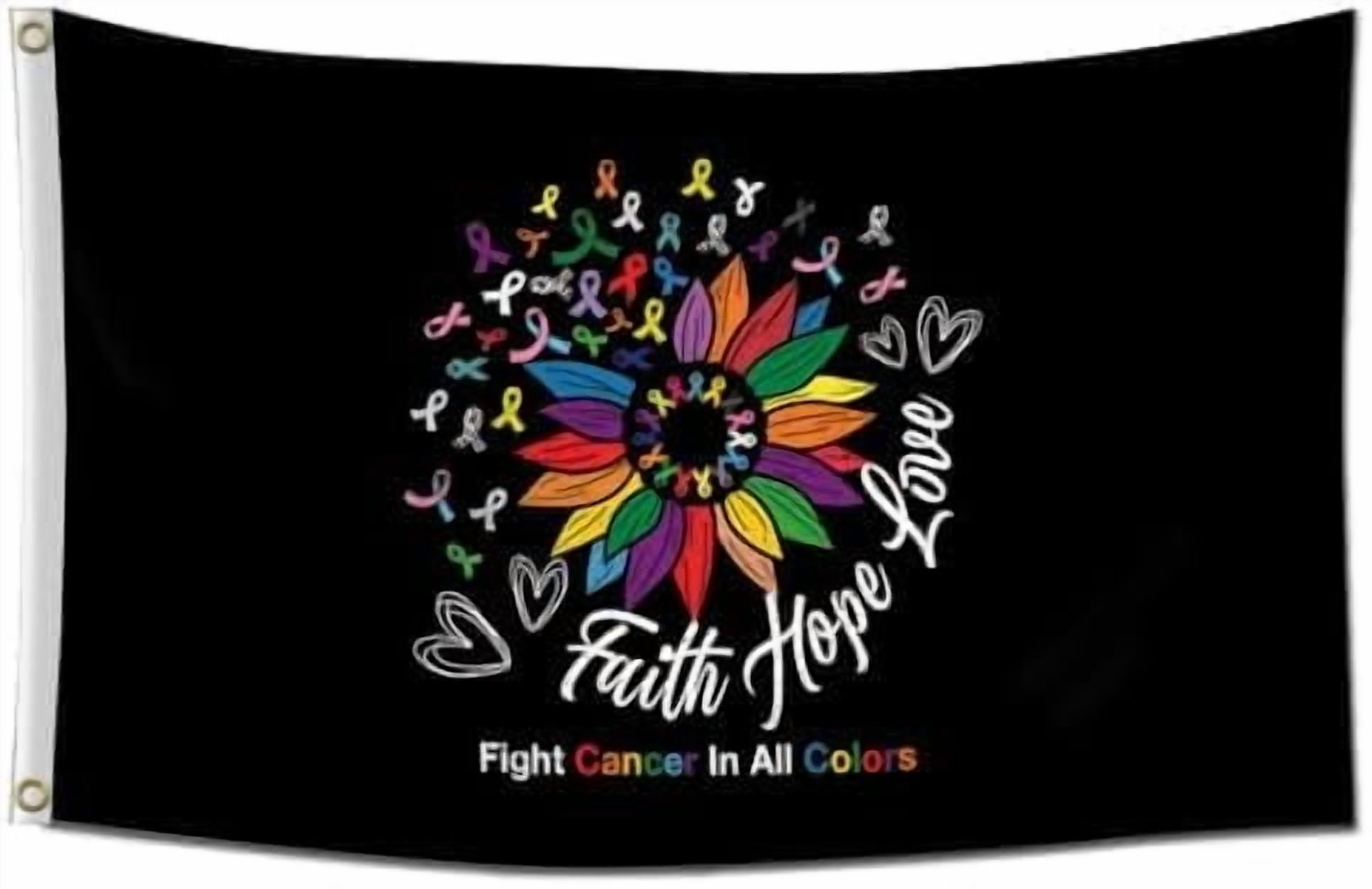 Fight Cancer In All Color Flag Banner Fight Cancer Awareness Ribbons ...