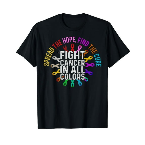Fight Cancer in All and Every Color - Ribbons Flower Heart T-Shirt ...