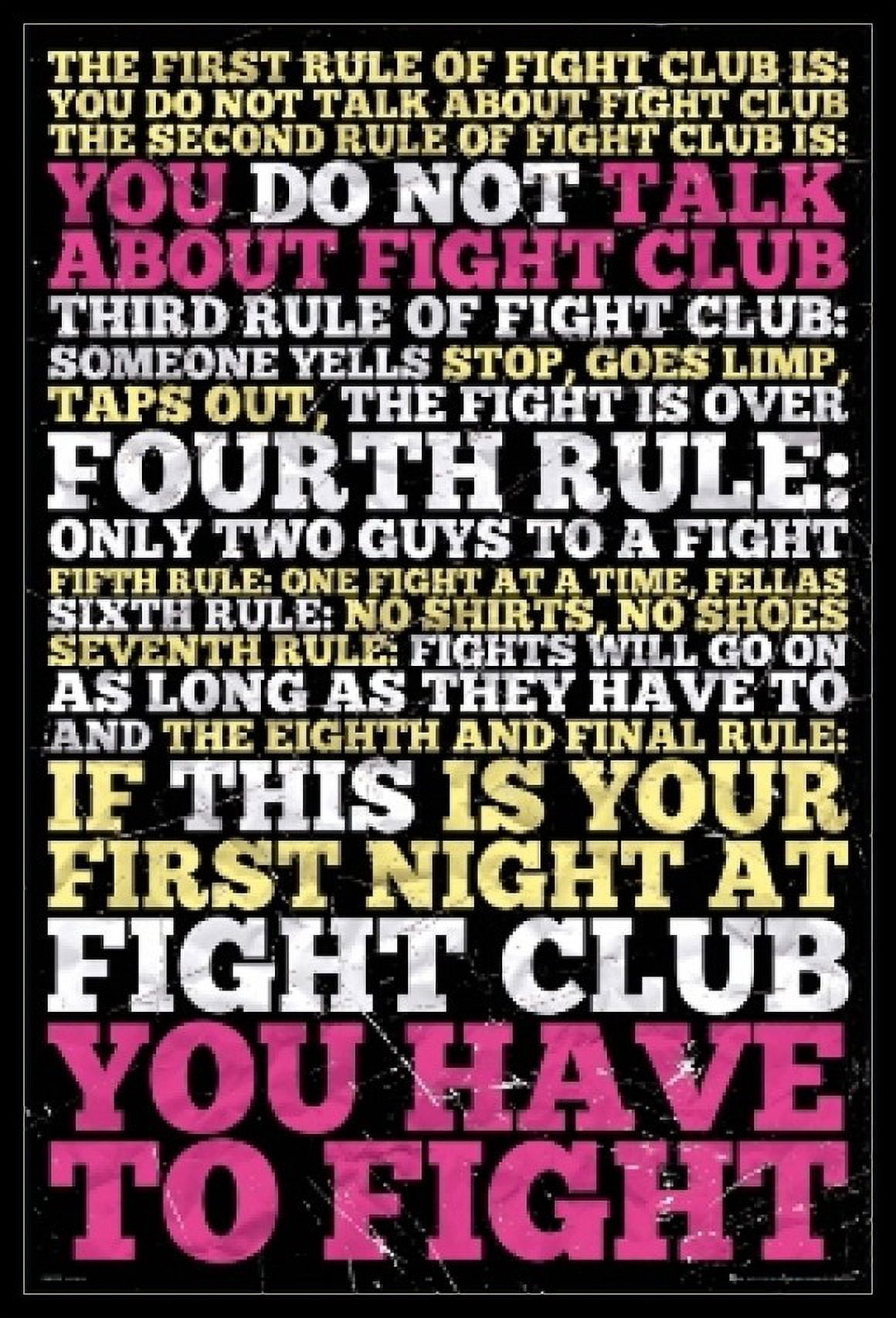 Fight Club - 8 Rules Laminated & Framed Poster (24 X 36) - Walmart.com