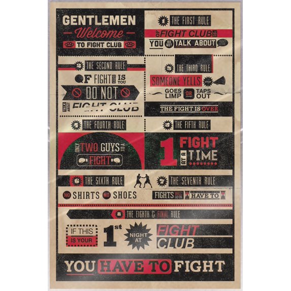 Fight Club - Movie Poster (Infographic - Famous Quotes And Facts) (Size ...