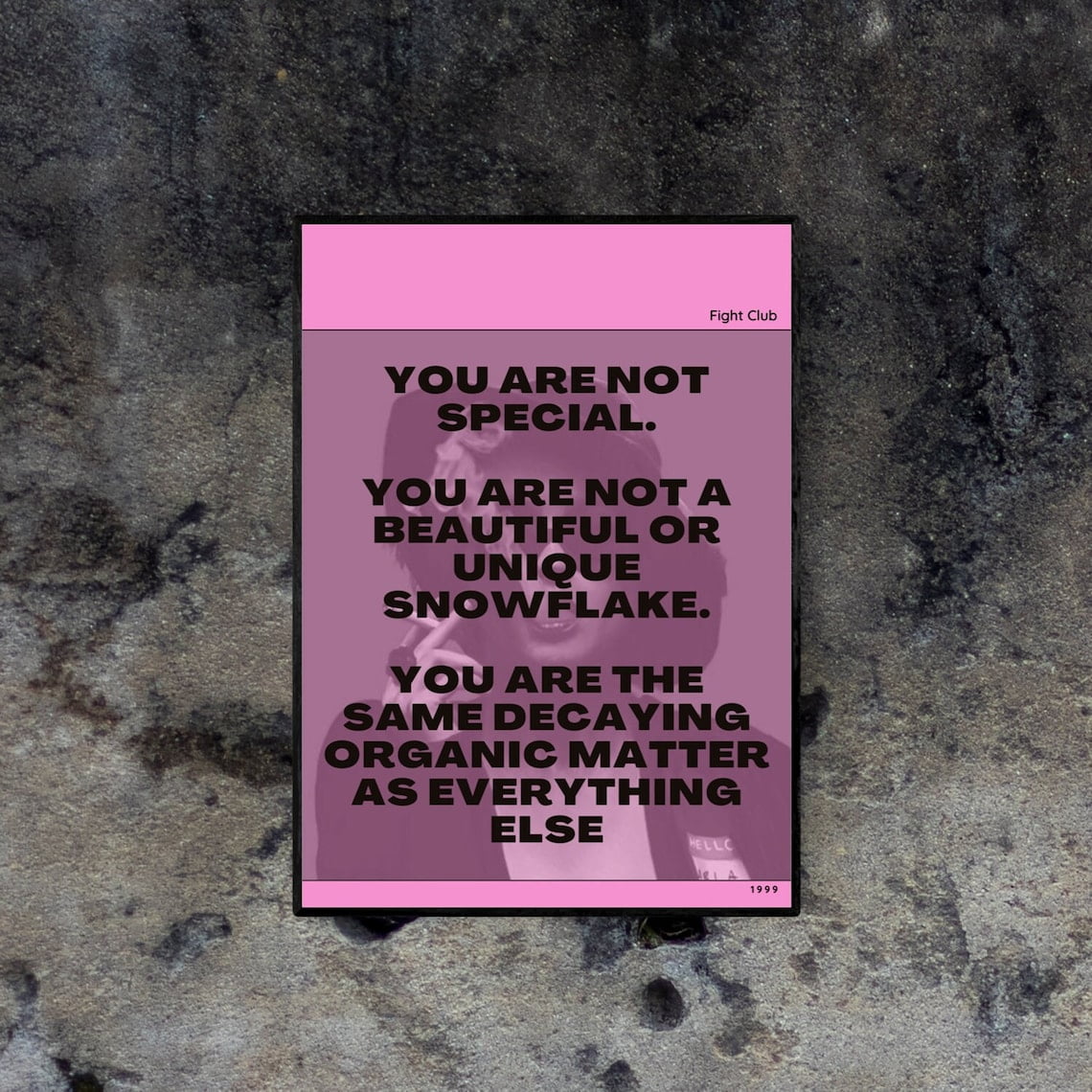 Fight Club Quote : Brad Pitt, Movie Wall Art #188, Unframed Poster Size ...
