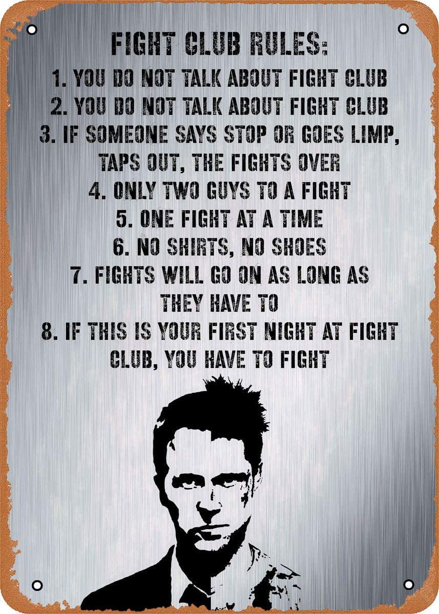 Fight Club Rules Quotes On Metal 8 X 12 Inches - Vintage Metal Tin Sign ...
