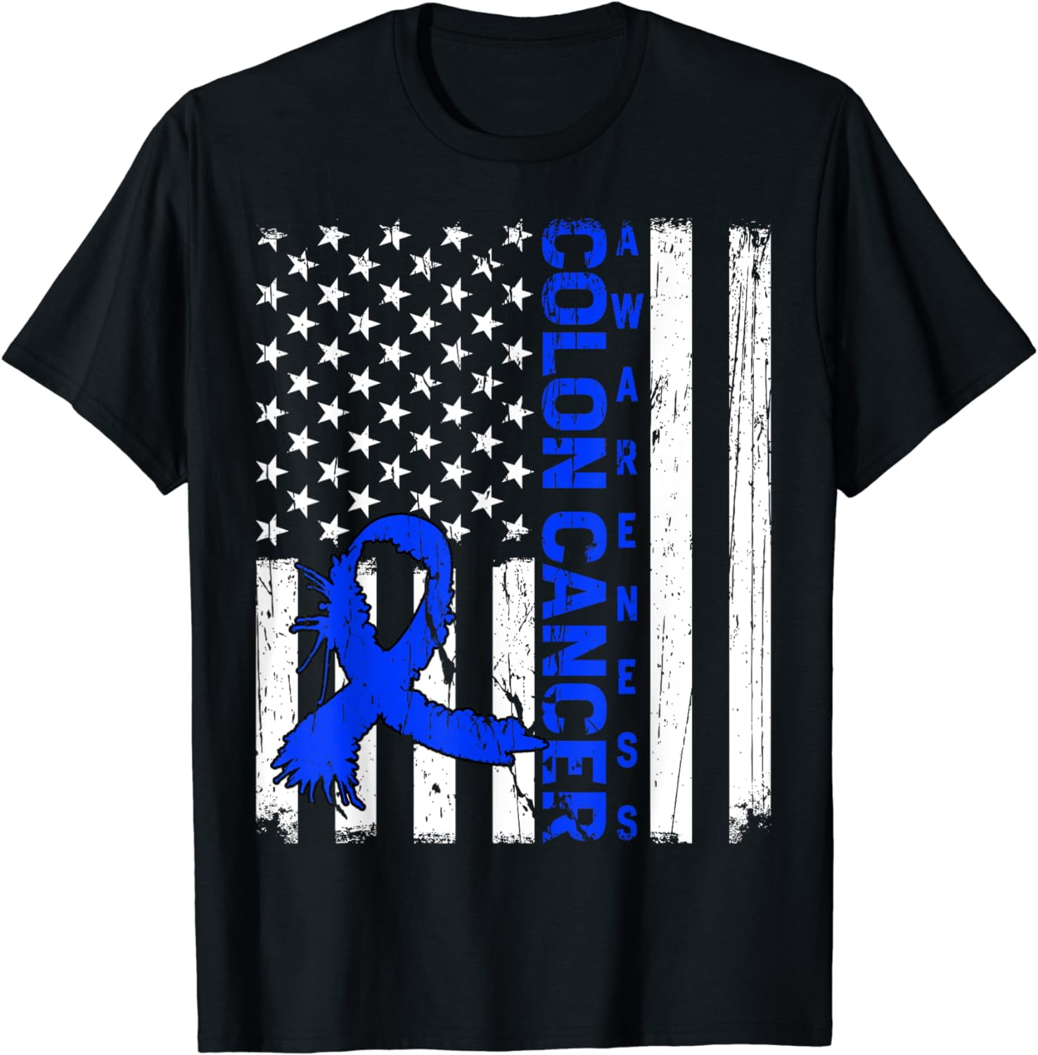 Fight Colorectal Colon Cancer Awareness US American Flag T-Shirt ...