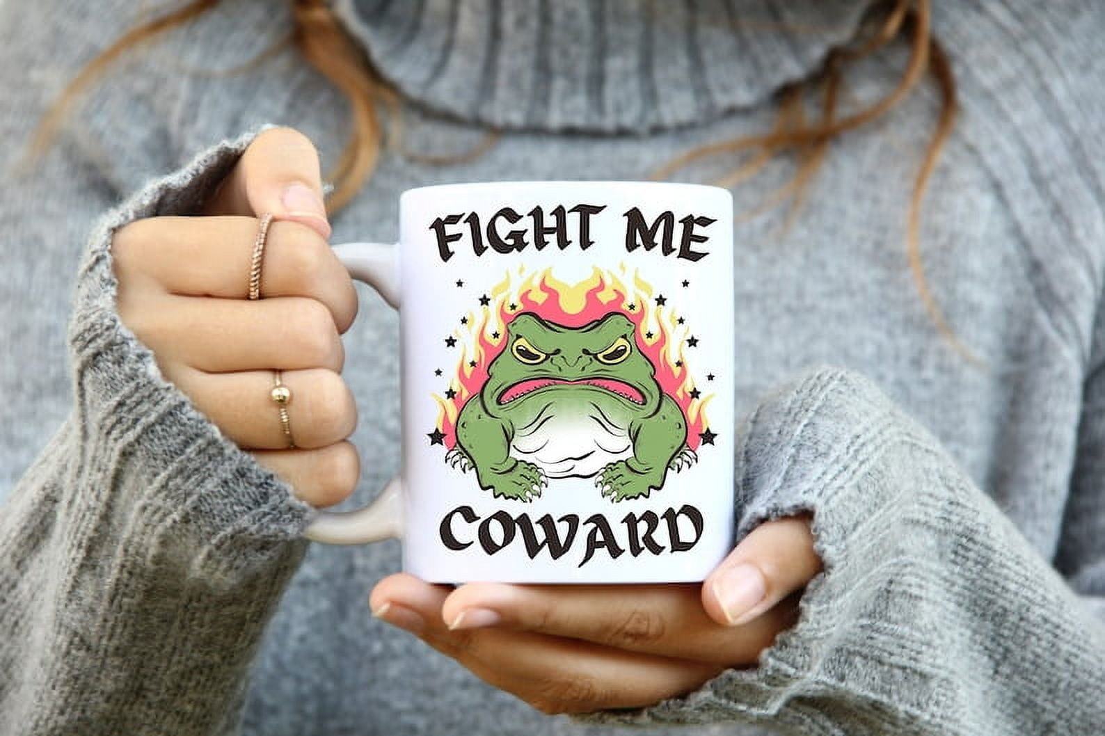 Fight Me Coward Frog - Coffee Mug, Funny graphic frog mug, gobilcore ...