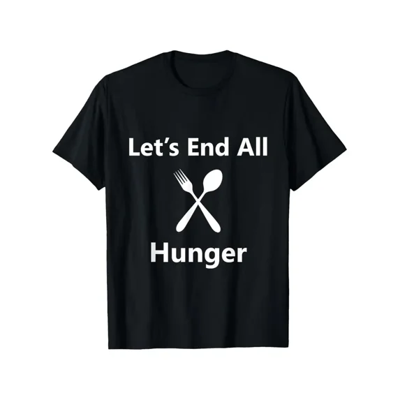 Fight End World Hunger T-Shirt with Fork & Spoon Design - Lightweight ...