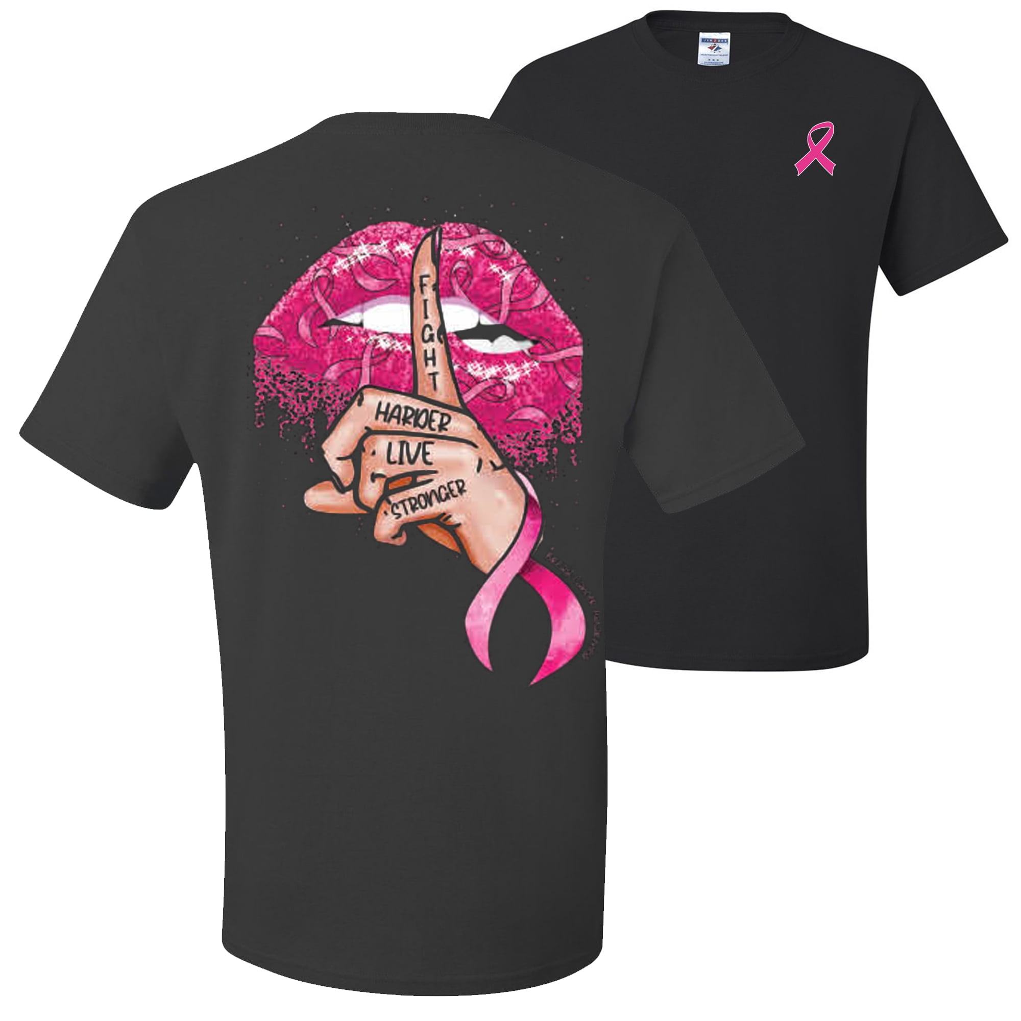 Fight Harder Live Stronger Breast Cancer Awareness Front And Back Mens