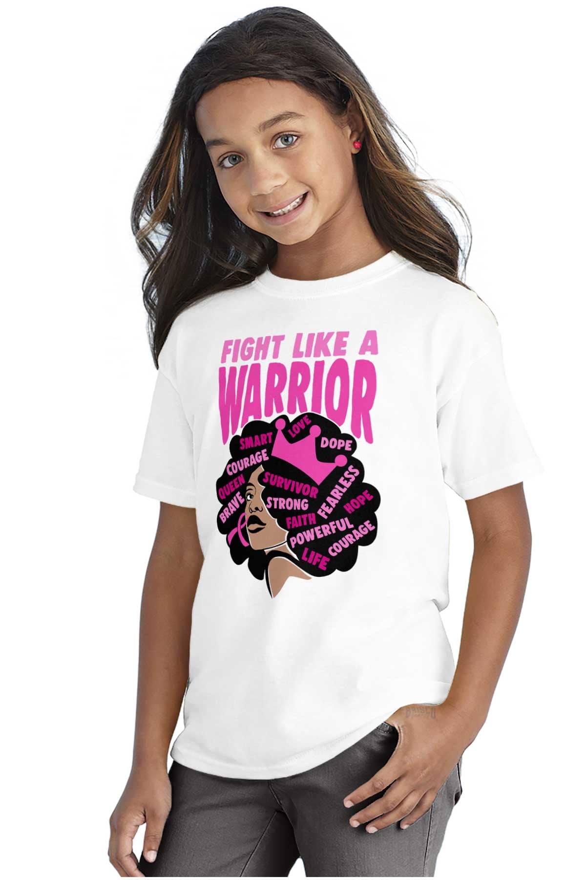 Fight Like A Warrior Black Woman Girls Kids T Shirt Tees Brisco Brands ...