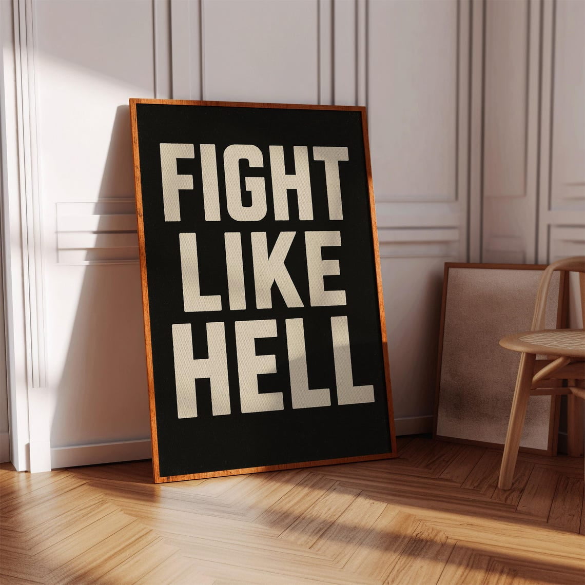 Fight Like Hell Motivational Quote Poster – Bold Black & White Wall Art ...