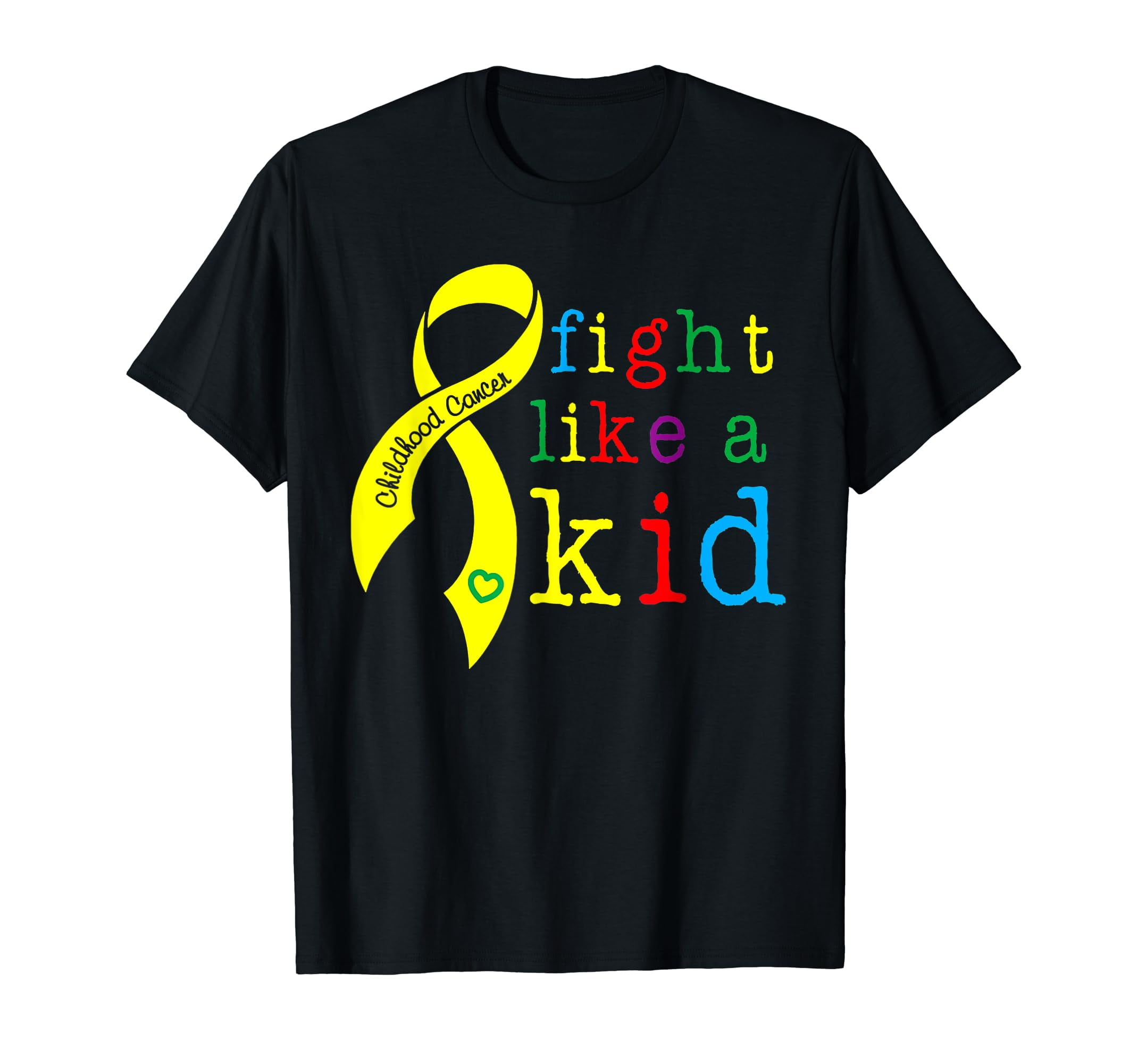 Fight Like Kid Childhood Cancer Awareness Retro Gold Ribbon T-Shirt ...