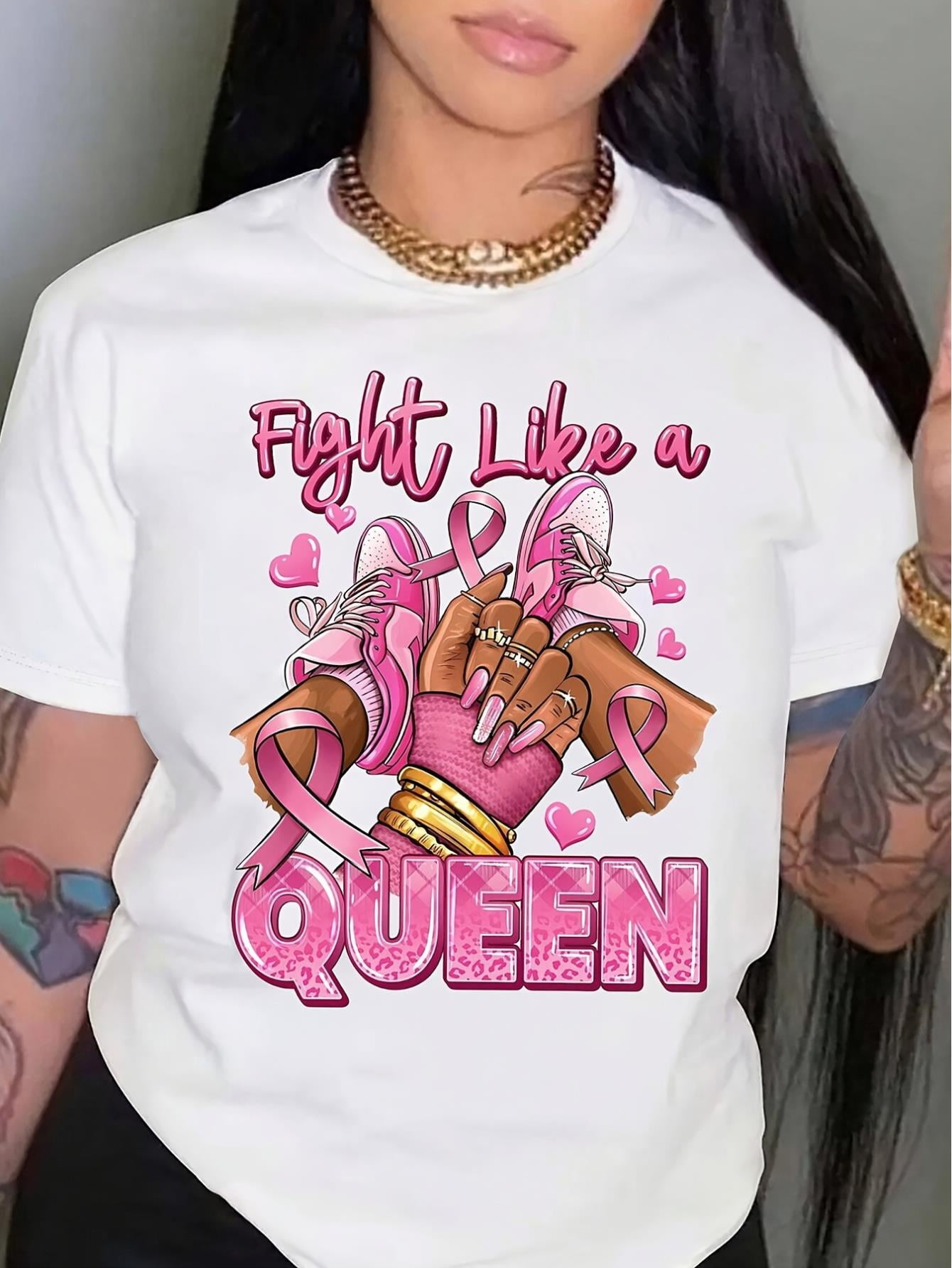 Fight Like a Queen" Inspirational Graphic Tee - Soft & Stretchy -Casual ...