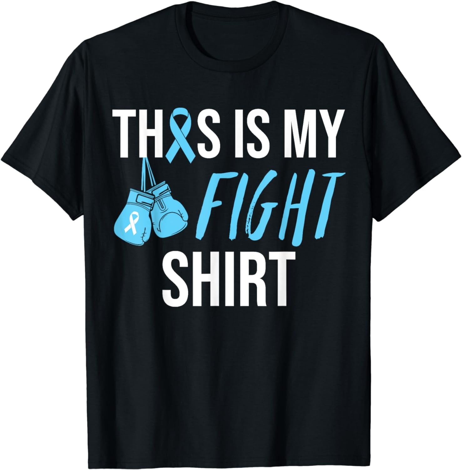Fight Prostate Cancer Awareness Light Blue Ribbon Survivor T-Shirt ...
