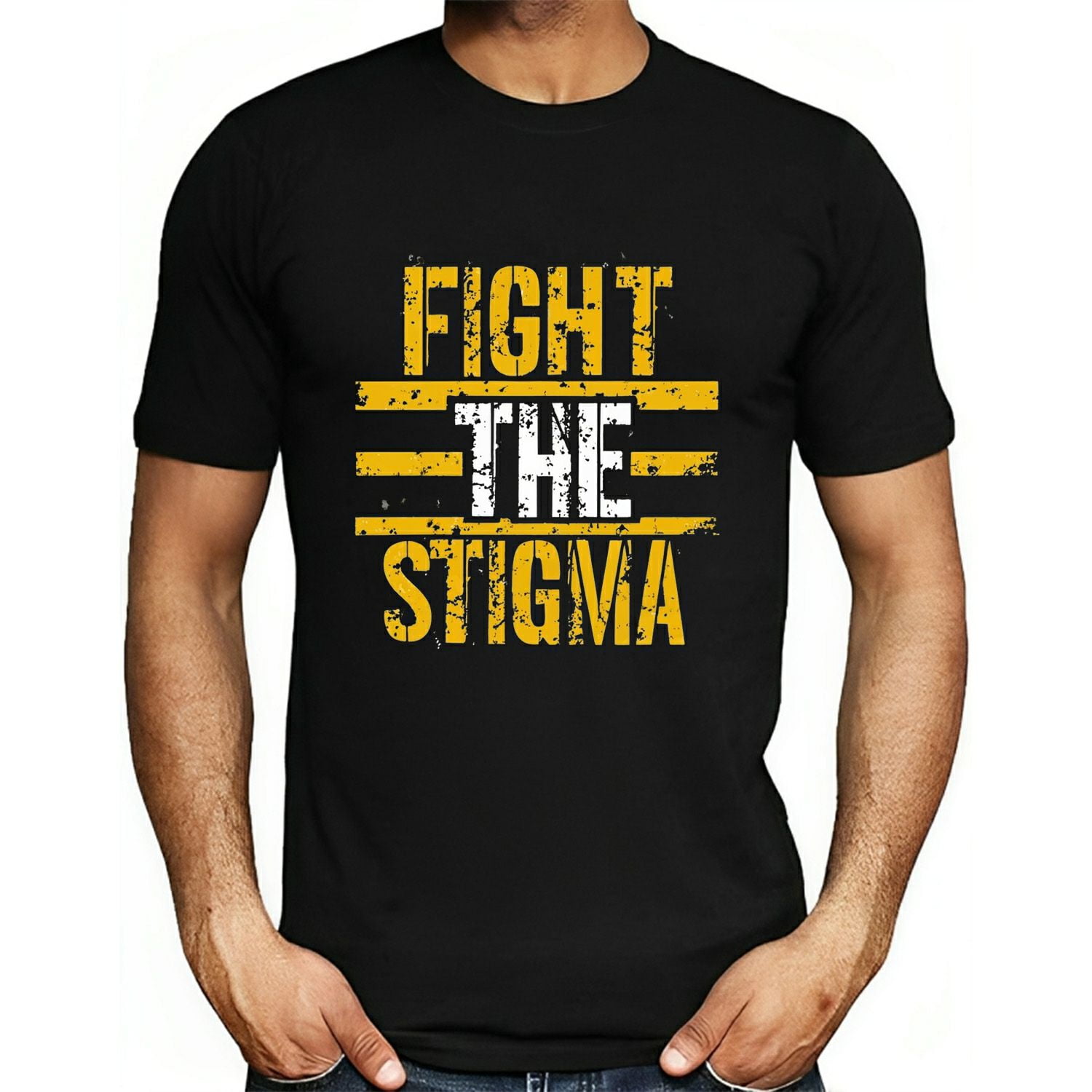 Fight Stigma Mental Health Awareness Mental Health Advocate Retro Mens T-Shirt Black Medium ...