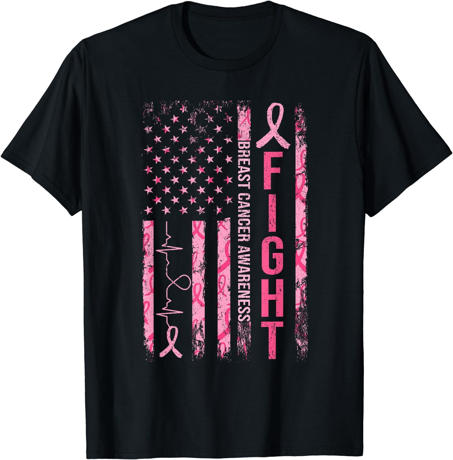 Fight The Cancer US Flag Breast Cancer Awareness Warrior T-Shirt ...