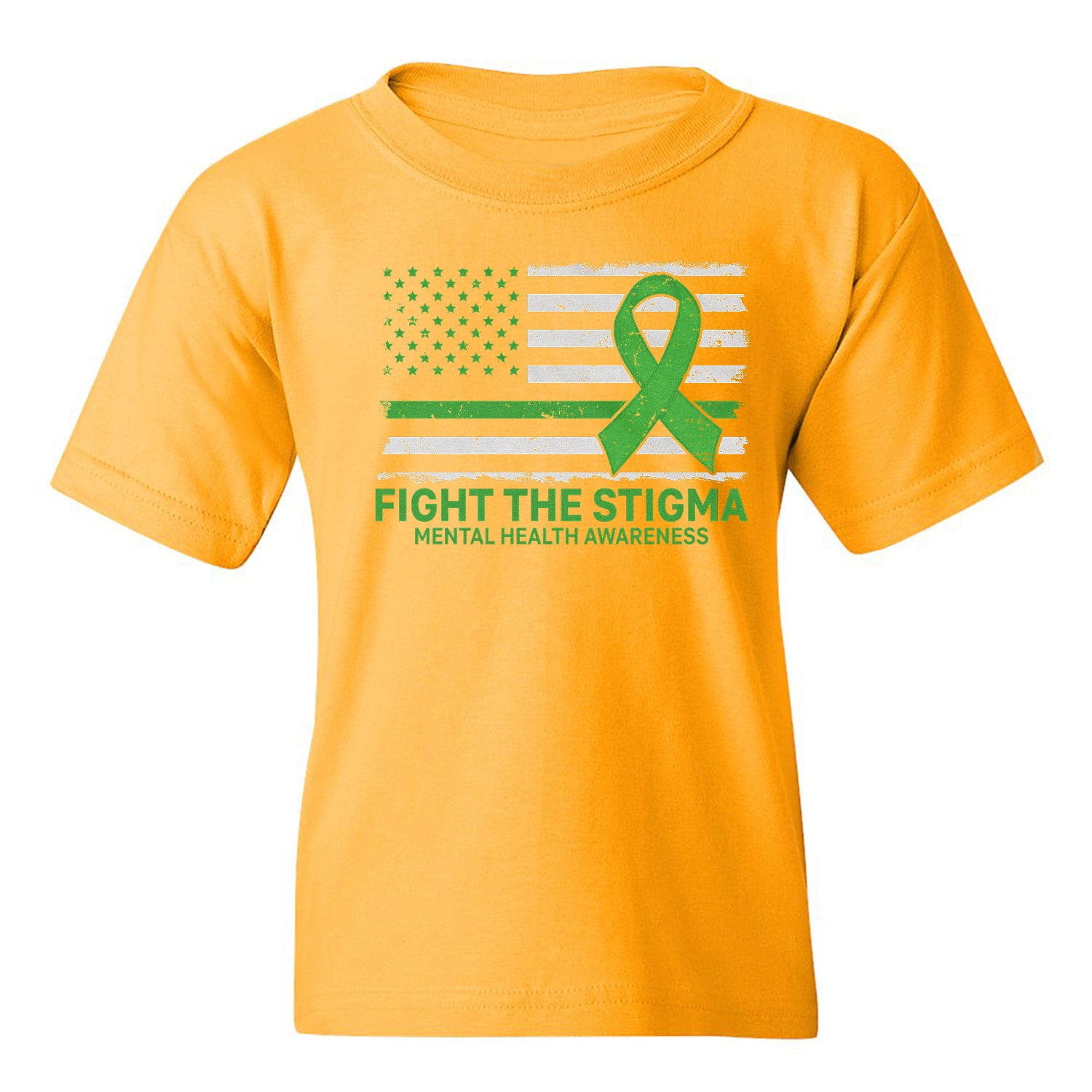 Fight The Stigma Green Ribbon US Flag Mental Health Youth Unisex T ...