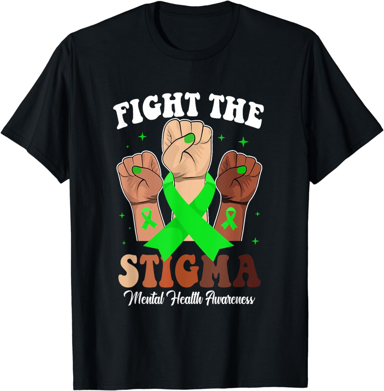 Fight The Stigma Hand For Mental Health Awareness Month T-Shirt ...